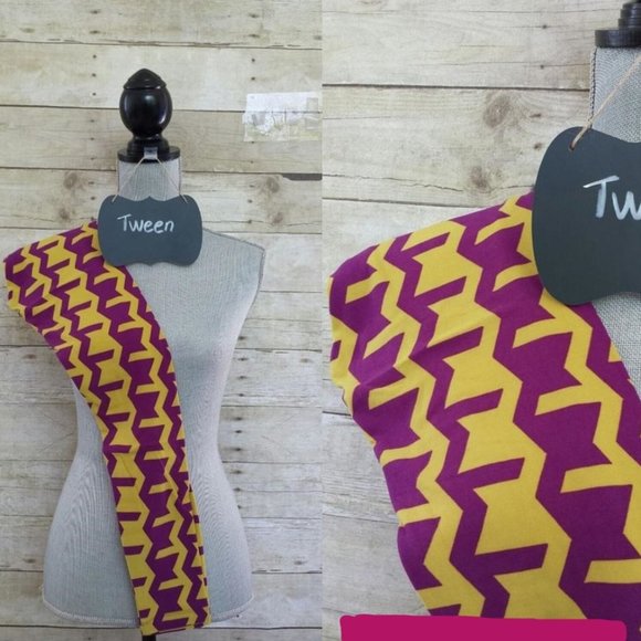 LuLaRoe | Bottoms | Lularoe Tween Leggings Purple Yellow Geometric ...